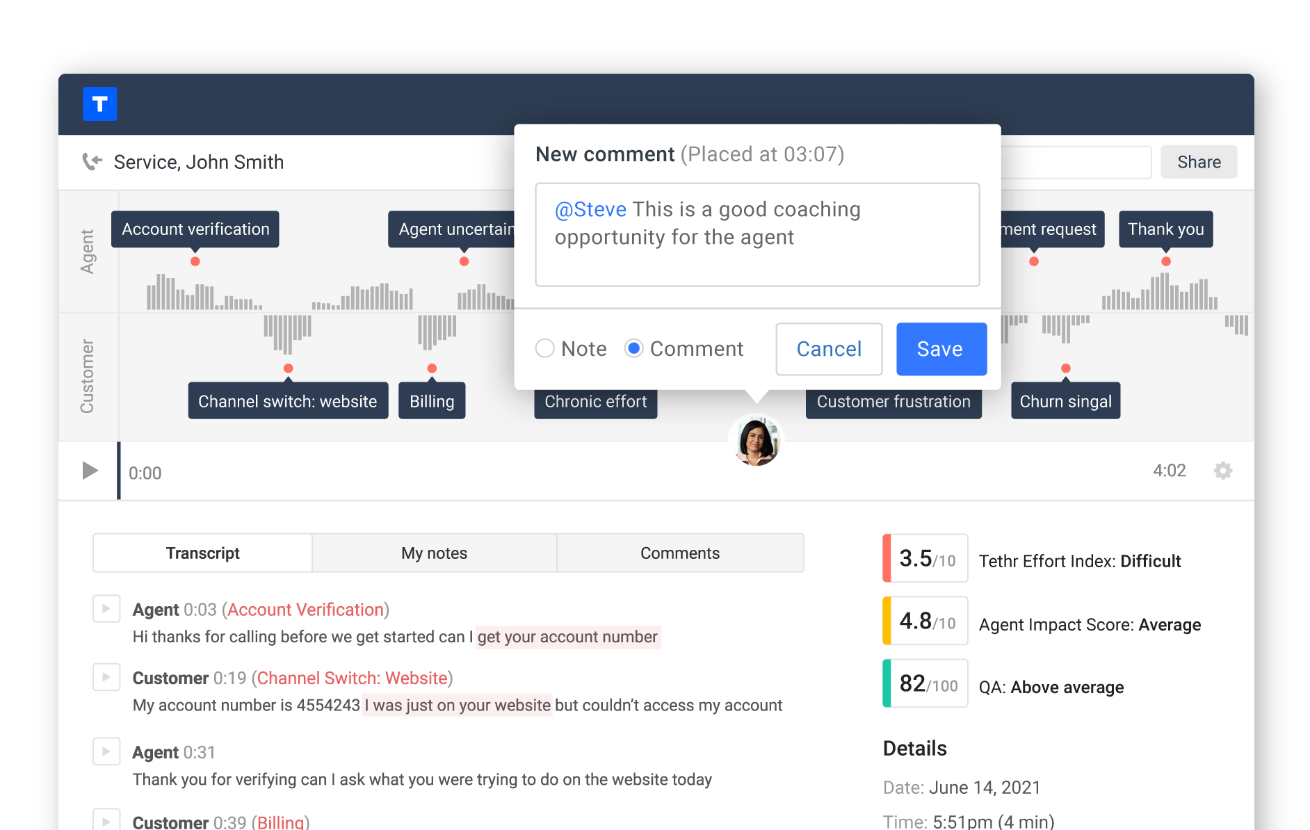 Conversation Intelligence Platform | Tethr